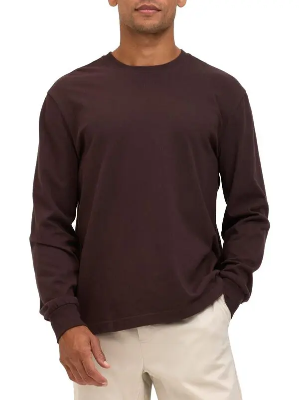 THREADS 4 THOUGHT Bowery Organic Cotton Long Sleeve T-shirt - Cocoa