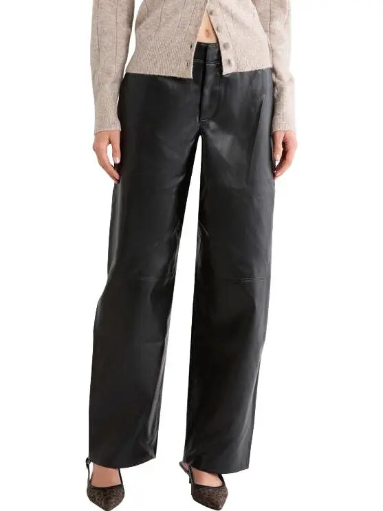 WAYF Orlena Faux Leather Pants - Black