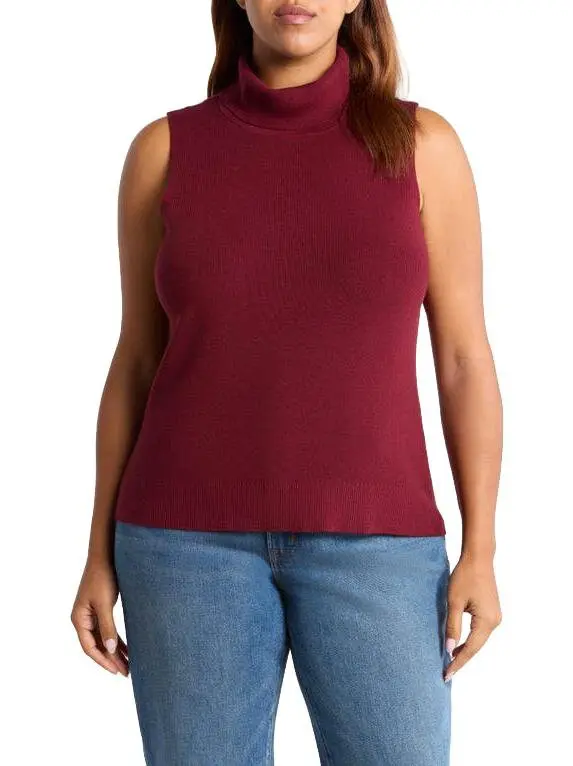 CITY BLUES Kelly Sleeveless Turtleneck Top - Cherry