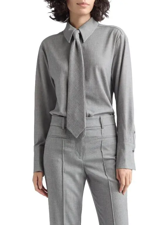 REISS Rosario Tie Shirt - Grey