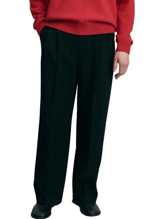 DUNST Double Pleated Wide Leg Slacks - Black