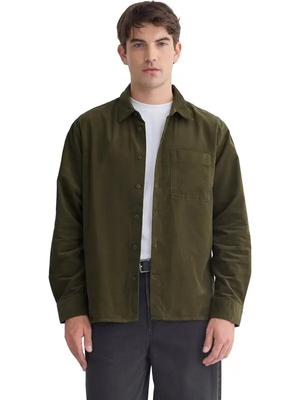 Everlane Pinwale Corduroy Shirt - Olive Night