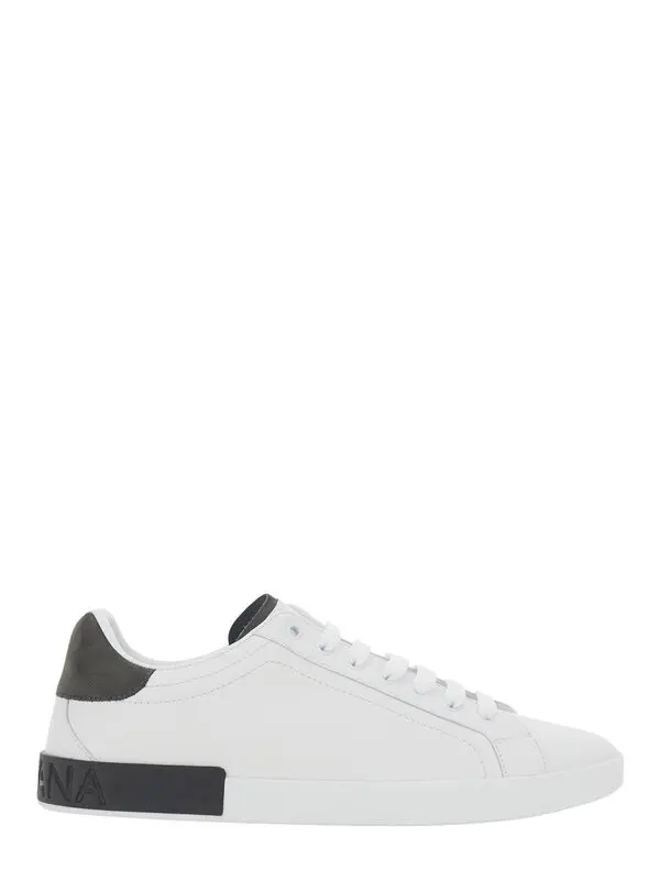 Dolce & Gabbana Portofino Light' White Sneaker With Logo Lettering On The Heel In Leather For - Multicolor