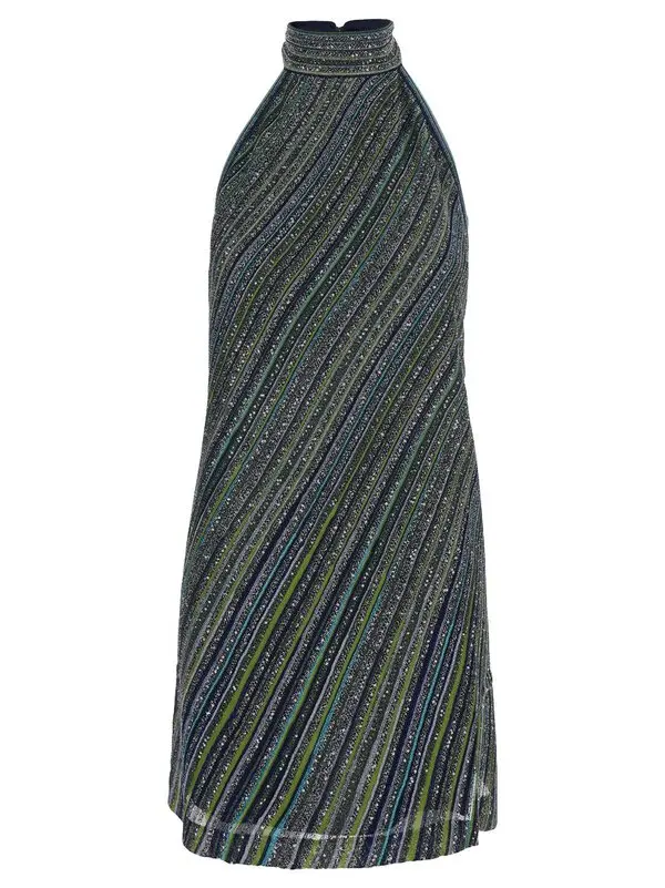 Missoni Blue Dress With Cut-out On The Back And Applied Sequins In Viscose Blend For - Multicolor