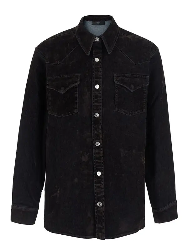 Amiri Brown Shirt With Classic Collar And Two Patch Pockets On The Front In Denim For - Multicolor
