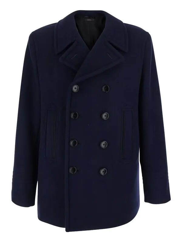TOM FORD Blue Double-breasted Jacket With Notched Revers In Wool For - Multicolor