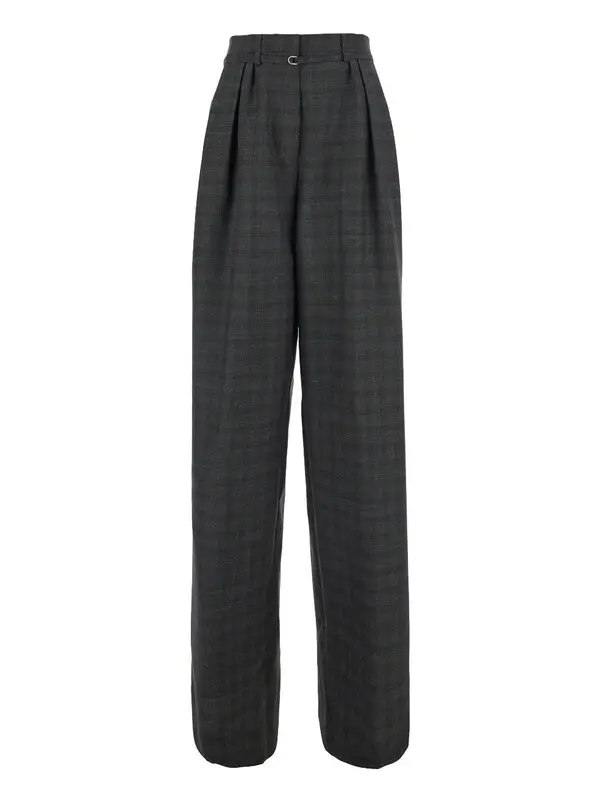 Dries Van Noten Pecha' Brown High-waisted Pants With Striped Motif In For - Multicolor