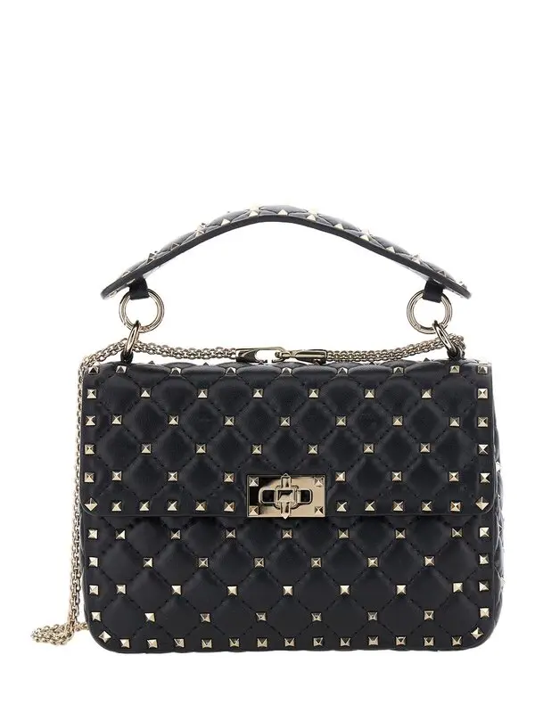 Valentino Garavani Spike Medium' Crossbody Bag With All-over Applied Rockstud In Leather For - Black