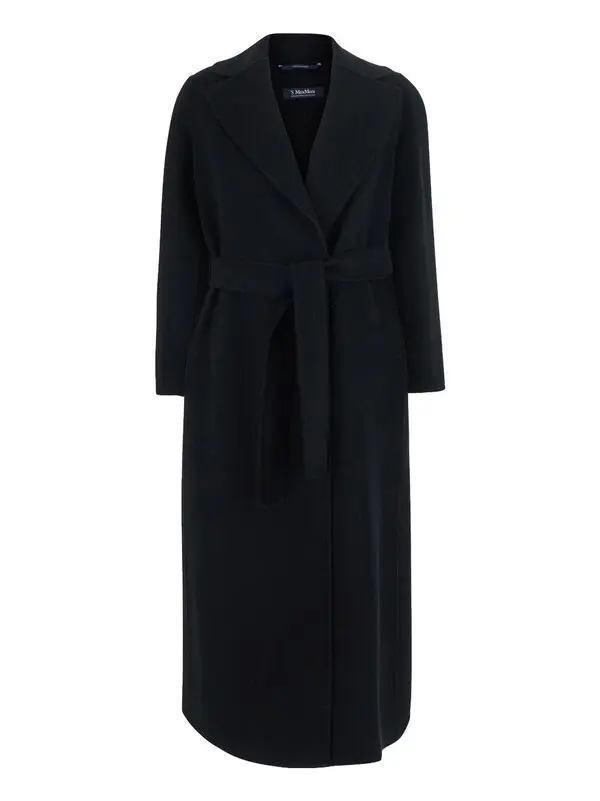 Max Mara S 'poldo' Coat With Notched Revers And Front Belt Closure In Wool For - Black