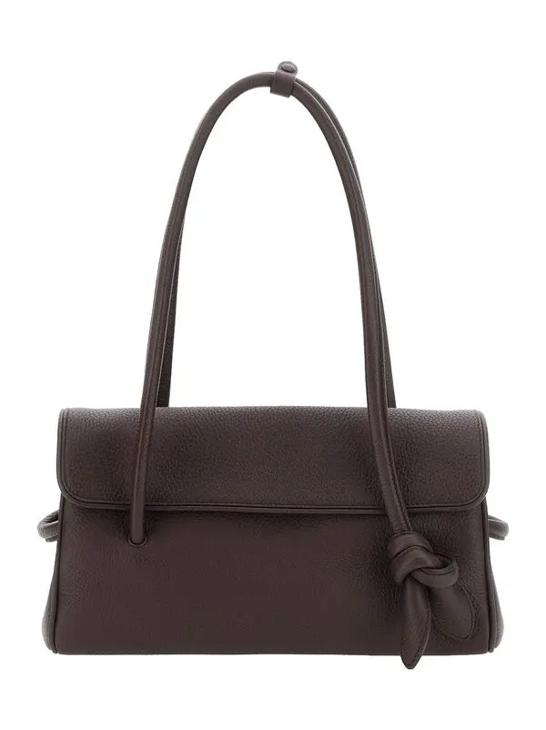 Jacquemus Le Turismo Long' Shoulder Bag With Knot On The Front And Two Top Handles In Leather - Brown