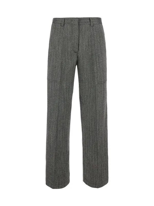 FORTE_FORTE Gray Pants With All-over Chevron Motif In Viscose Blend For - Multicolor