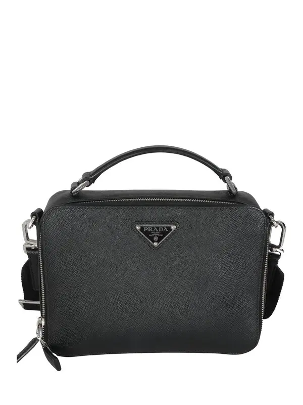 Prada Saffiano Medium Brique Crossbody Bag - Black