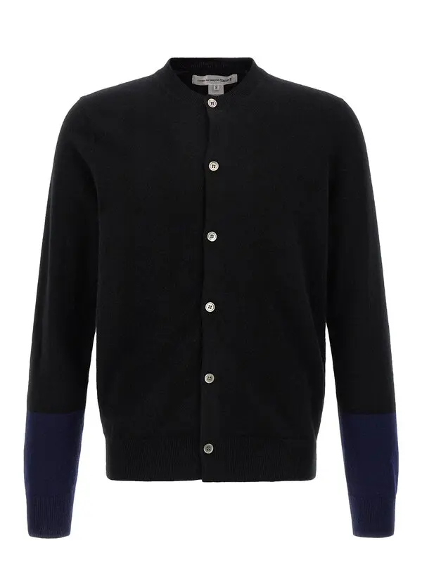 Comme Des Garçons Color-block Detail Cardigan - Black