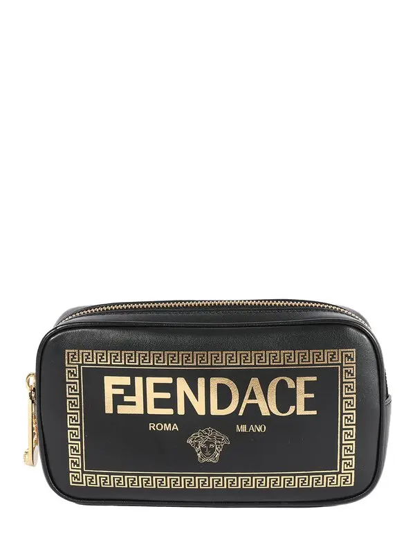 Fendi X Versace Fendace Logo Print Camera Case - Black