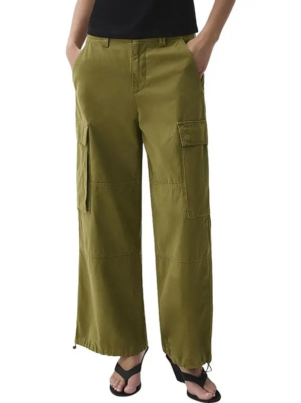 PISTOLA Petra Cotton Drawstring Harem Cargo Pants - Deep Moss