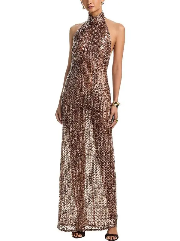 SAU LEE Grace Sequin Dress - Mocha