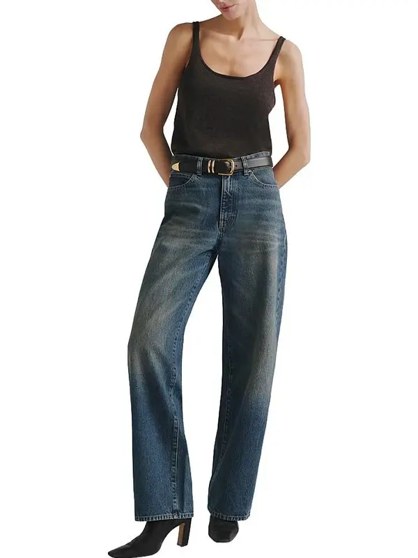 DL1961 Kaylen High Rise Loose Straight Jeans - Tinted Dark