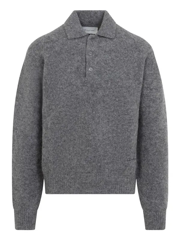 AMI Paris Knit Polo - Gray