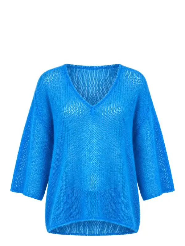 LUELLA FASHION Troon Mohair Blend V-neck Jumper Cobalt - Blue