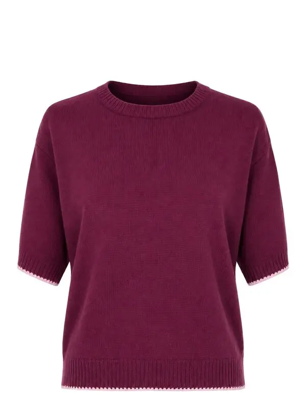 LUELLA FASHION Oban Blanket Trim Merino Wool Top Damson - Pink