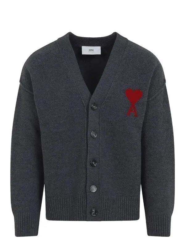 AMI Paris Adc Cardigan - Gray