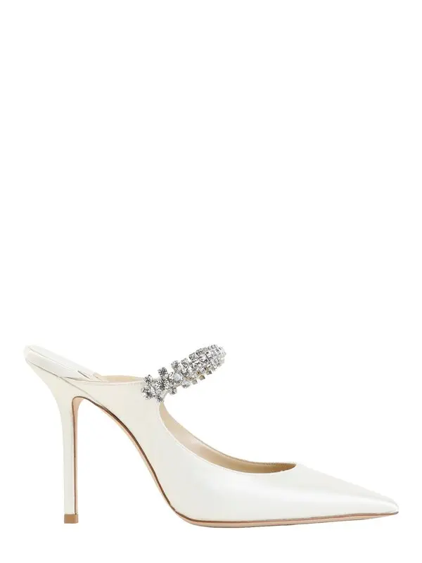 JIMMY CHOO Bing Satin 100 Mules - White