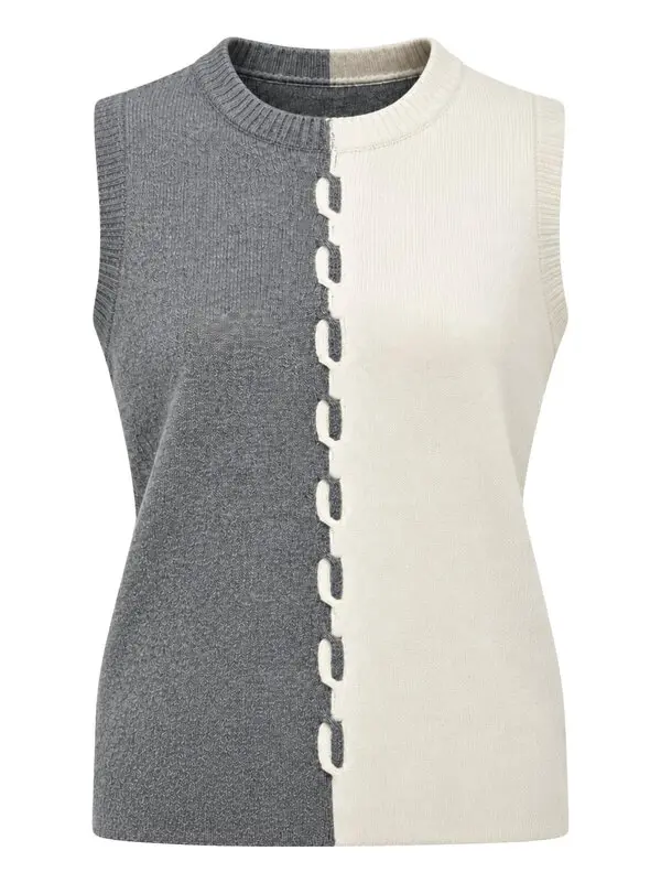 LUELLA FASHION Grey / White Arbroath Cashmere Blend Colour Block Tank Top Grey & Ivory - Grey/white