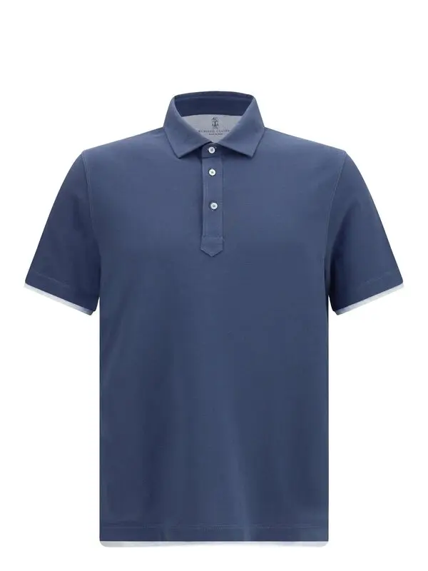 Brunello Cucinelli Short-sleeve Cotton Polo Shirt - Blue