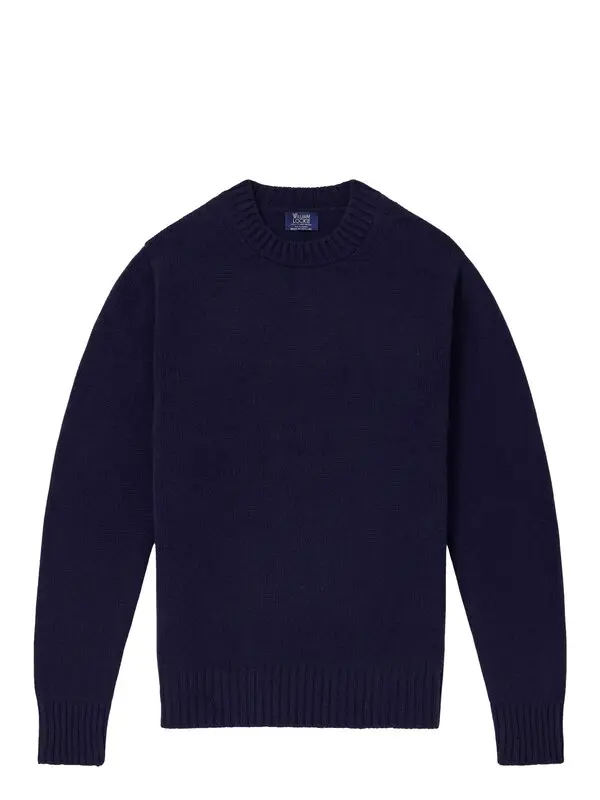 William Lockie Merino Wool And Cashmere-blend Sweater - Navy