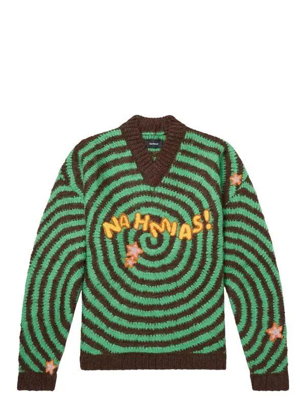 NAHMIAS Embroidered Alpaca-blend Crochet Sweater - Green