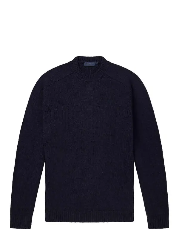 Thom Sweeney Wool And Yak-blend Sweater - Navy