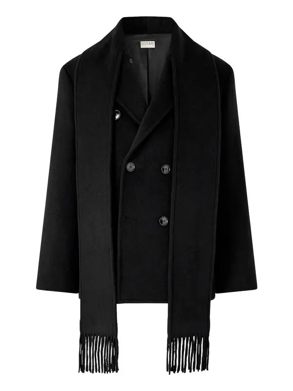 TOTEME Scarf-detailed Wool Peacot - Black