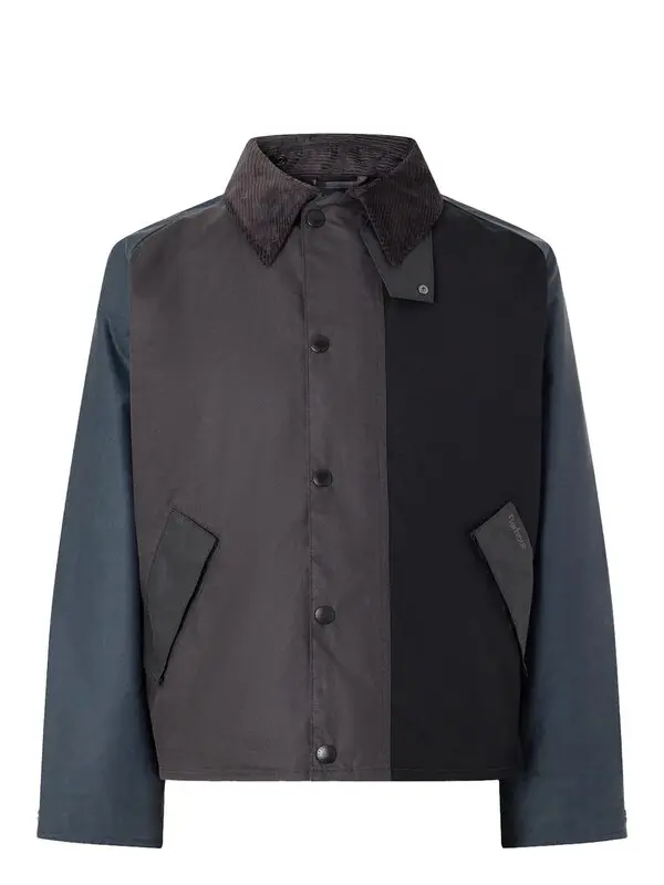 Barbour Bedale Corduroy-trimmed Waxed Cotton Jacket - Blue