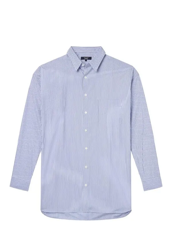 Comme Des Garçons Striped Cotton-poplin Shirt - Blue