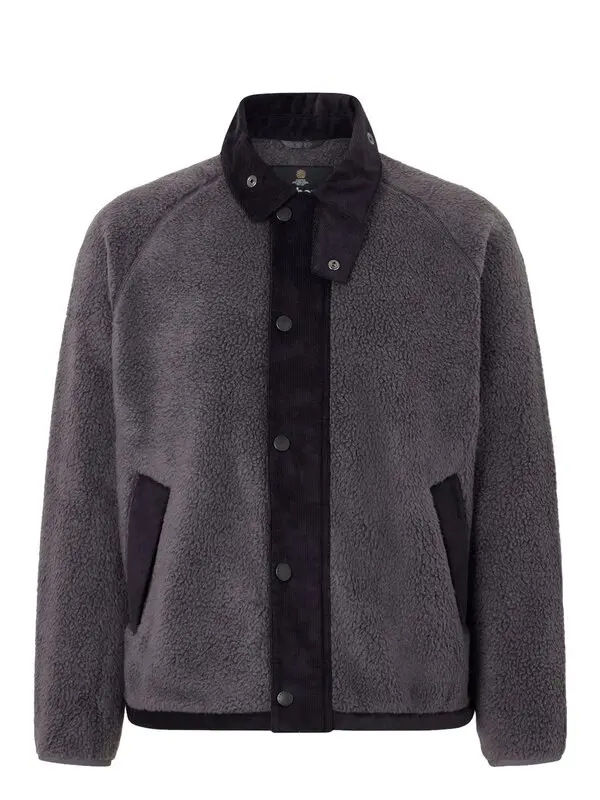 Barbour Transporter Corduroy-trimmed Fleece Jacket - Gray