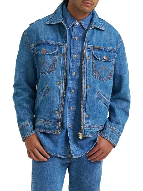 Wrangler Zip Front Denim Jacket - Cowboy Fade