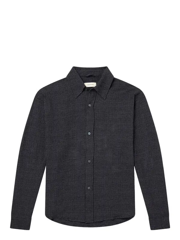 MFPEN Vacation Checked Cotton And Wool-blend Seersucker Shirt - Gray