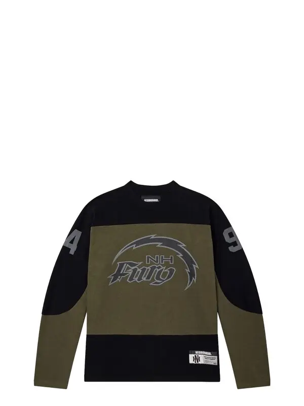 NEIGHBORHOOD Hockey Logo-appliqué Paneled Cotton-jersey T-shirt - Green