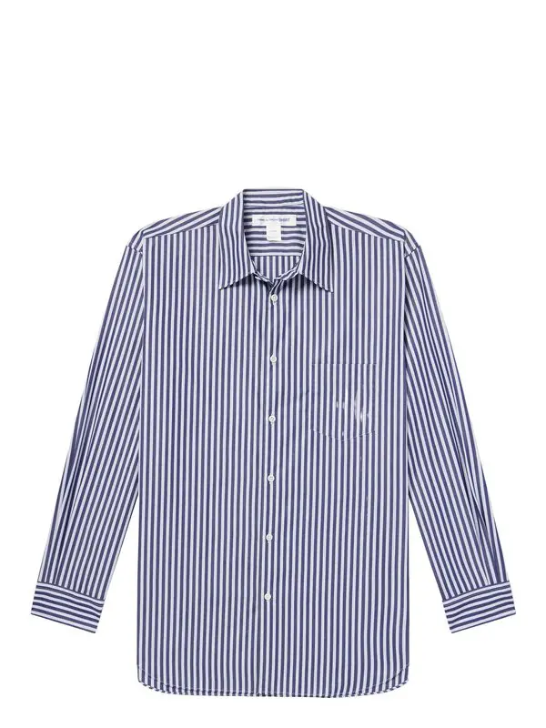 Comme Des Garçons Striped Cotton-poplin Shirt - Blue