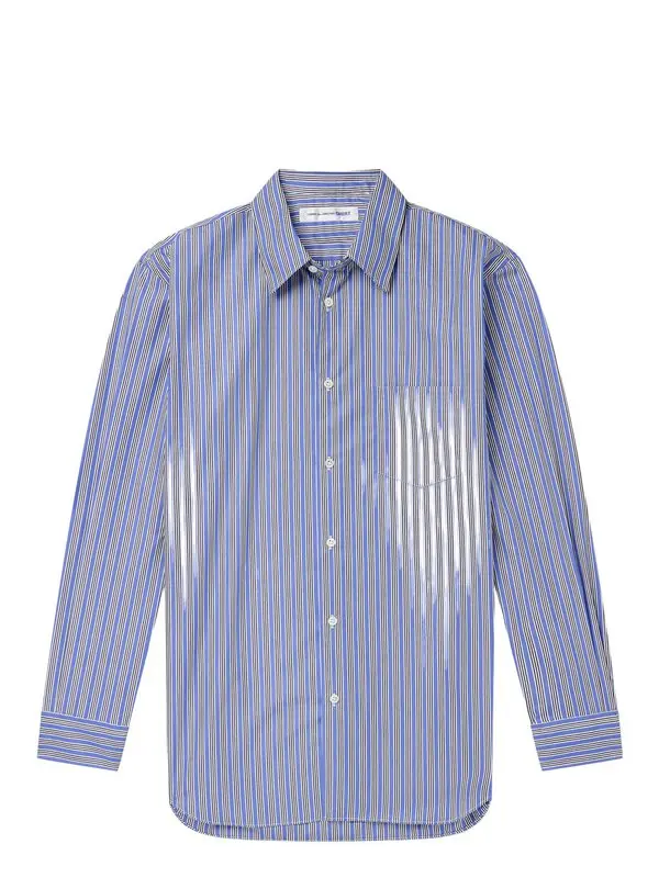 Comme Des Garçons Striped Cotton-poplin Shirt - Blue