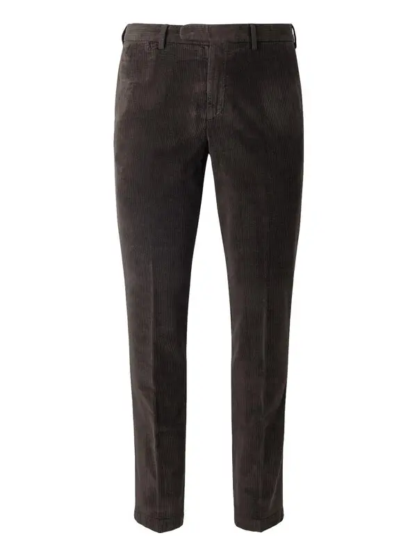 Thom Sweeney Straight-leg Cotton-blend Corduroy Chinos - Brown