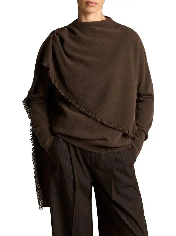 Vince Draped Fringe Scarf Sweater - Pinewood