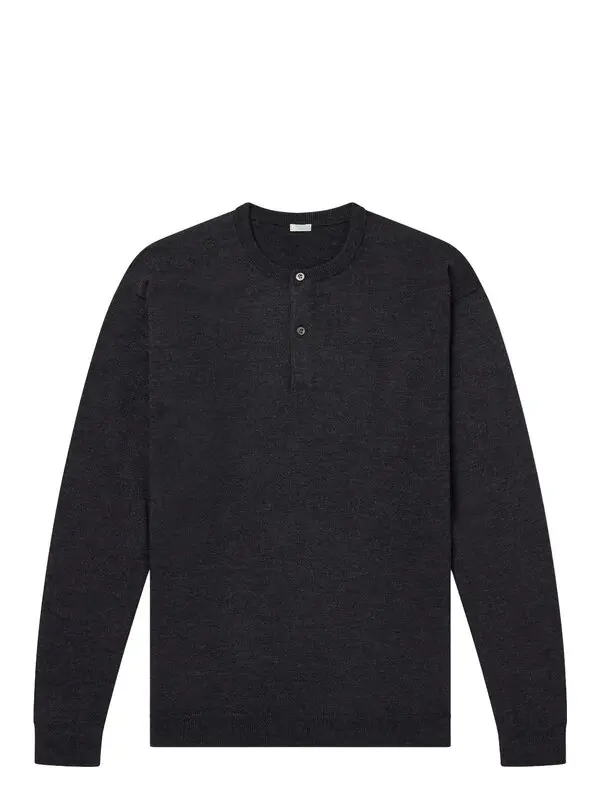 A.PRESSE Wool Henley Sweater - Gray