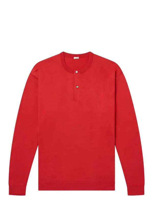 A.PRESSE Wool Henley Sweater - Red