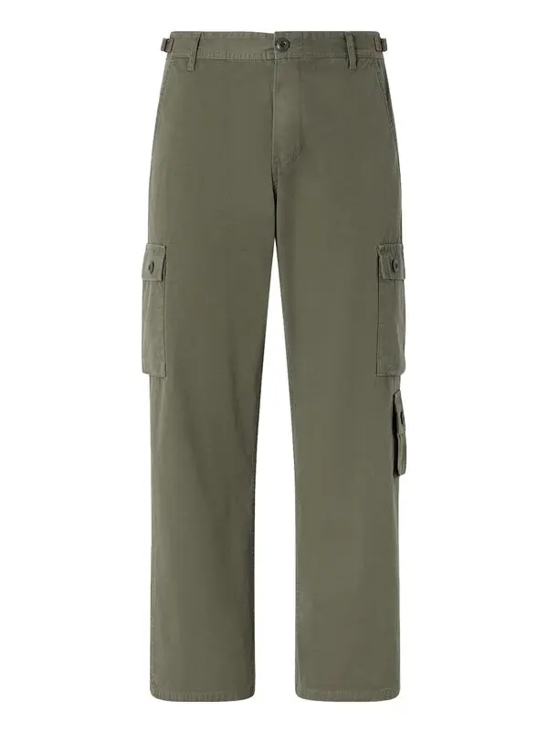 HUMAN MADE Straight-leg Logo-appliquéd Cotton Cargo Trousers - Green