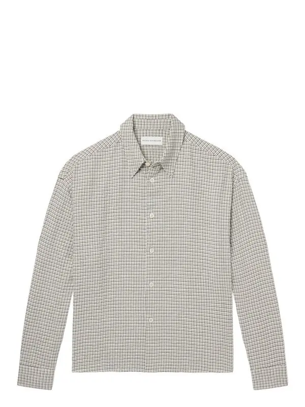 Studio Nicholson Checked Cotton-blend Shirt - Gray