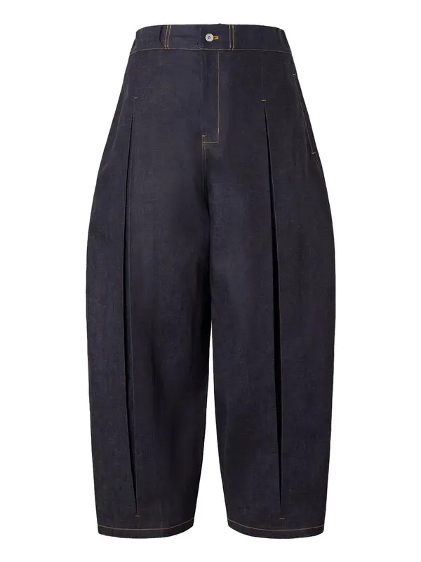 SAGE NATION Barrel-leg Pleated Jeans - Blue