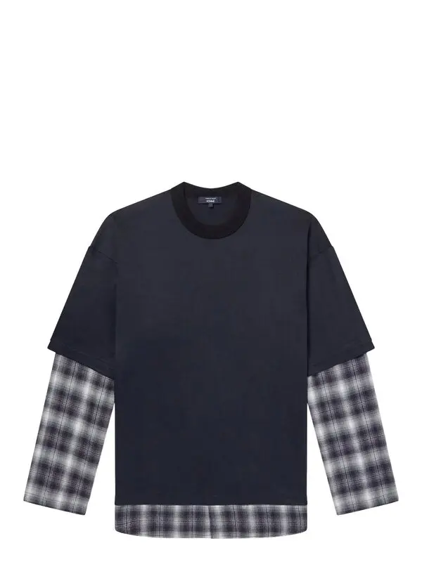 Comme Des Garçons Checked Layered Cotton T-shirt - Black
