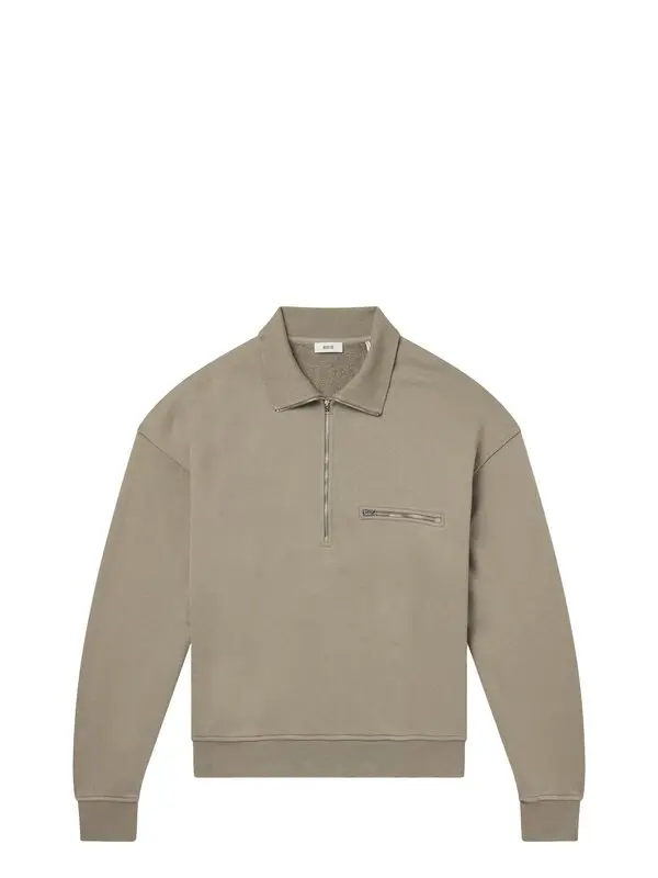 AGOLDE Pavillion Cotton-jersey Half-zip Sweatshirt - Neutrals