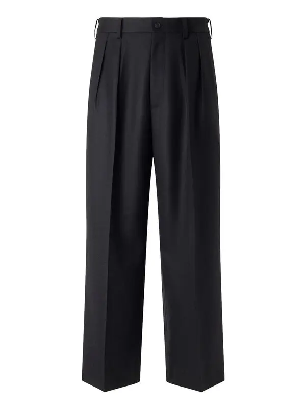 Comme Des Garçons Wide-leg Pleated Wool Trousers - Black